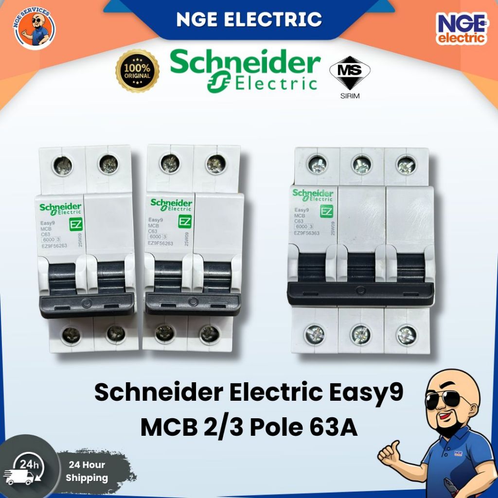 DB| Schneider Easy9 63A 2 Pole/3 Pole MCB SIRIM APPROVED / Miniature Circuit Breaker | Shopee ...