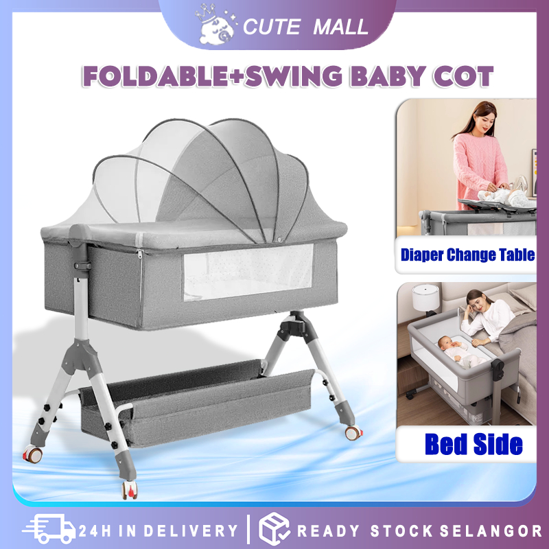 [COD] Baby cot katil baby bed with Mosquito nets baby crib katil bayi ...