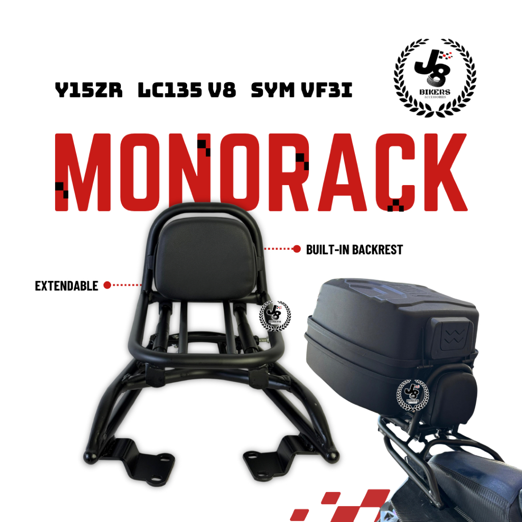 Yamaha Y15ZR LC135 V8 SYM VF3i Adjustable Monorack Delivery Bag Top Box ...