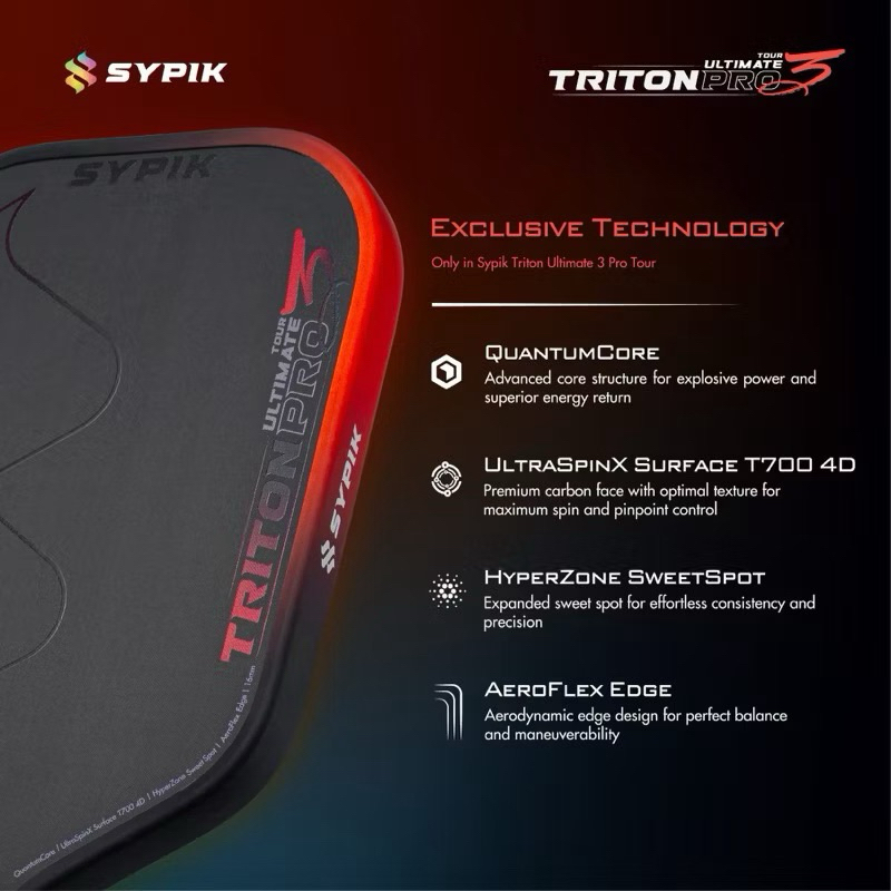 [READY STOCK] Sypik Triton Pro 3 Ultimate Gen 3 Pickleball Paddle ...