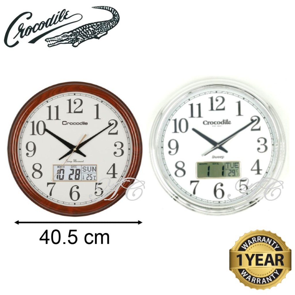 100% ORIGINAL CROCODILE Analogue Digital Temperature Calendar Wall ...