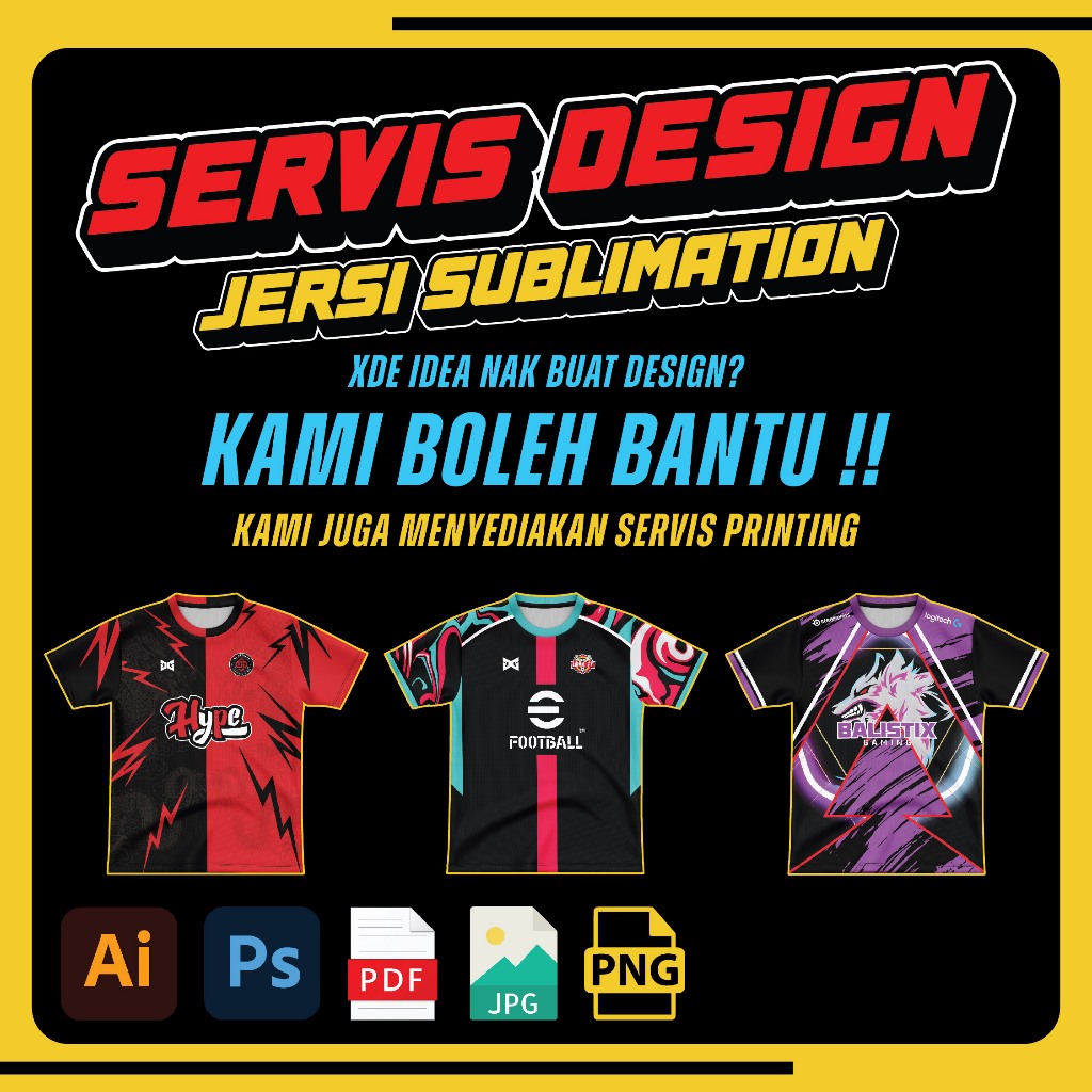 🤩 Custom Design Baju | Servis Design Baju Tshirt/Jersey | File Siap ...