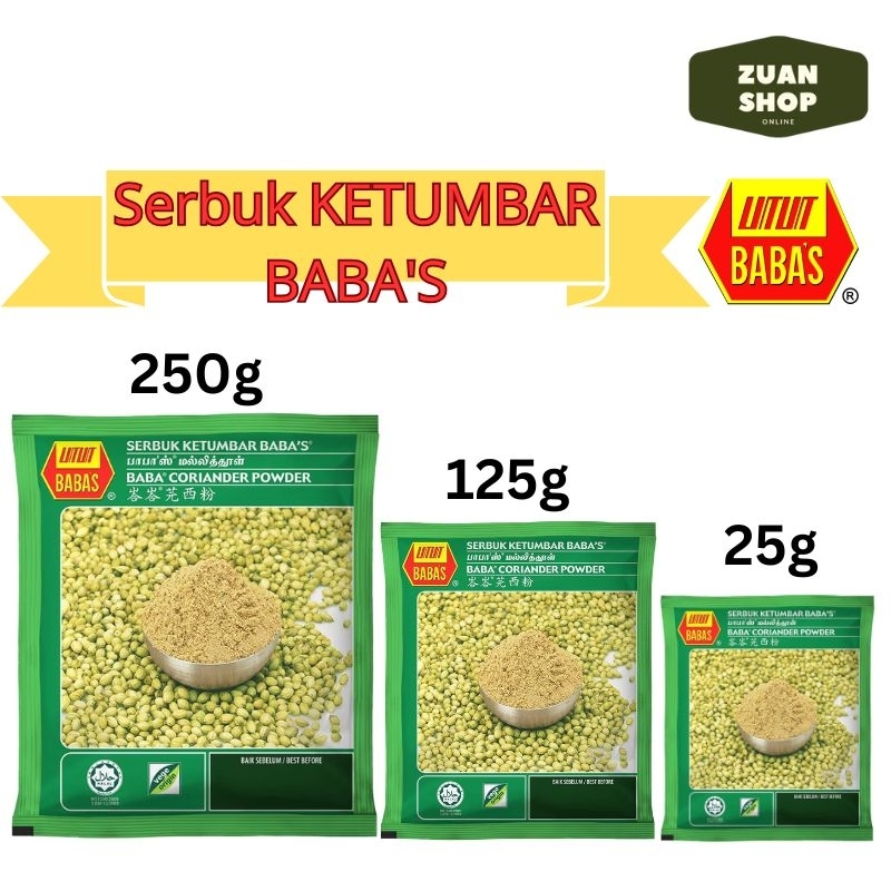 BABA'S Coriander Powder - BABA'S Serbuk Ketumbar - 250g -125g - 25g - Serbuk Rempah Masakan ...