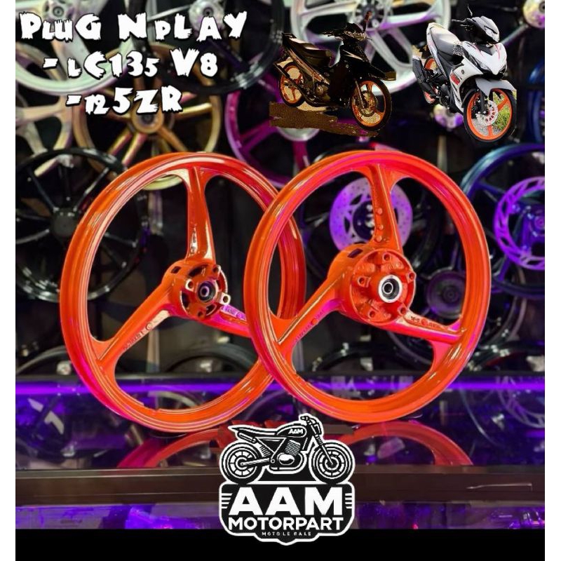 ENKEI 3 BATANG LC V8 FULL CHOP SPORT RIM ORANGE Y125Z Y15 1.4/1.6 1.6/1.6 Y125ZR LC135 LCV8 ...