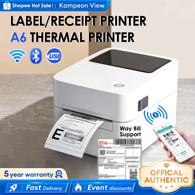 Thermal Printer WayBill Printer 110mm Printer A6 Size Bluetooth iOS/Android Shipping Label ...