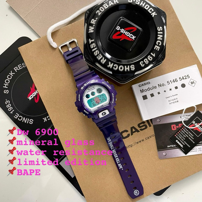 Promosi G-shk Purple Baped custom Cermin kaca jam tangan lelaki, murah ...