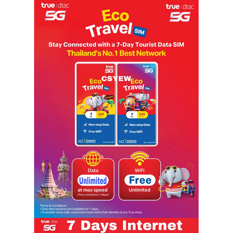 (NEW TRUEMOVE DTAC2025 Super Fast) Thailand Travel SIM Card TRUEMOVE 7 Days UNLIMITED DATA ...