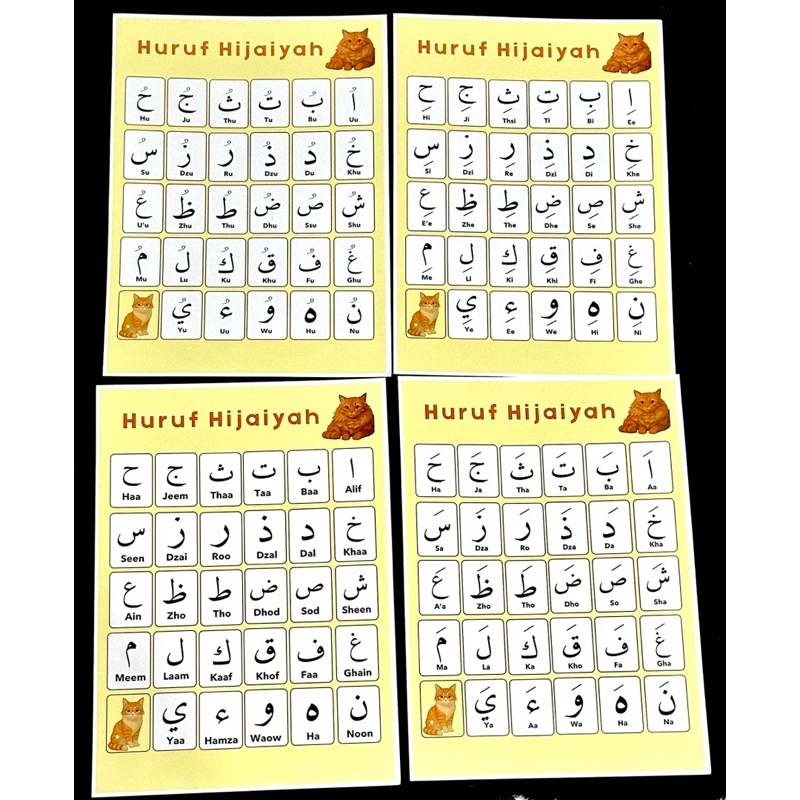 [AVS] Poster Huruf Hijaiyah dan Iqra 1 (4 pcs), Bacaan asas Al Quran ...