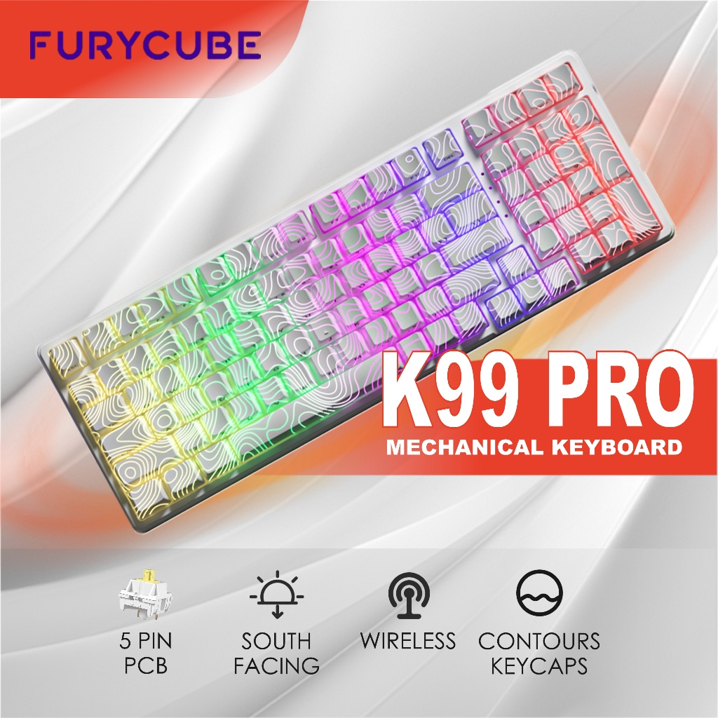 FURYCUBE K99 PRO Wireless Mechanical Keyboard 99 Keys RGB Gasket ...