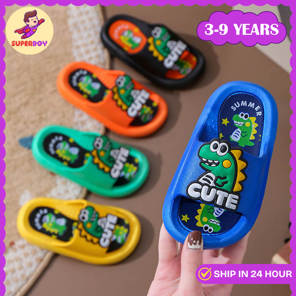 22-37 Cartoon DINO Selipar Harian Budak Lelaki Indoor Slipper Kids ...
