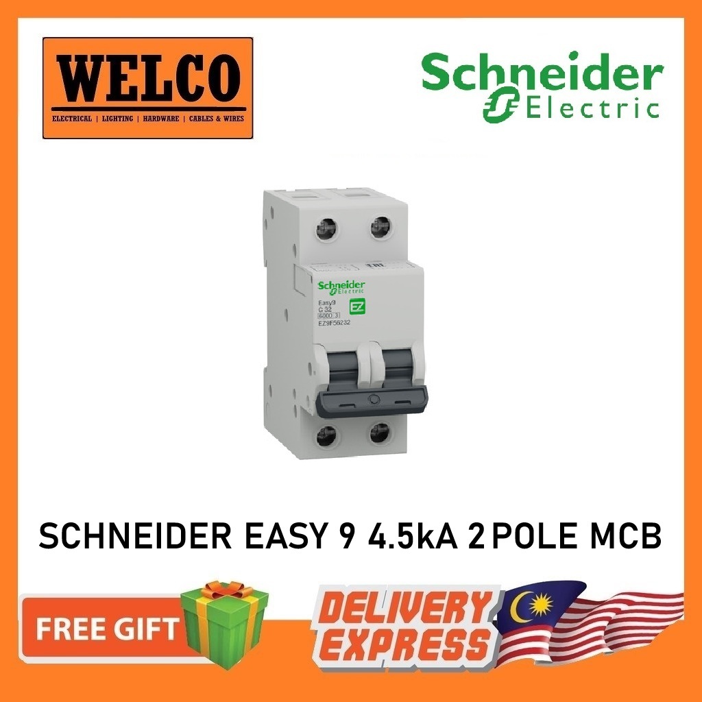 SCHNEIDER EASY9 2 POLE MCB (4.5KA) 40A / 63A Miniature Circuit Breaker (SIRIM) | Shopee Malaysia