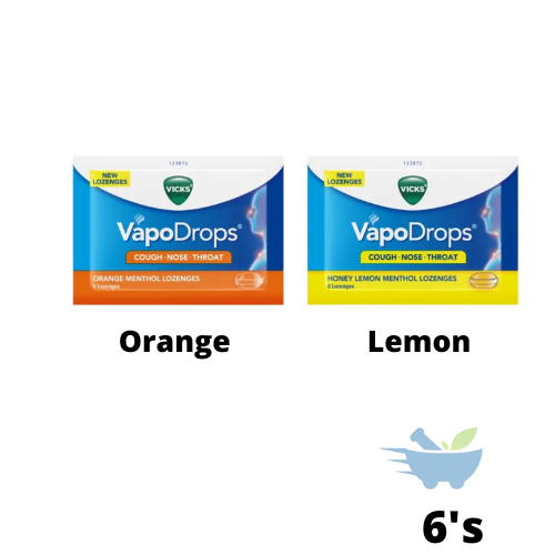 Vicks VapoDrops Lozenges - Orange / Honey Lemon Menthol 6 Lozenges ...