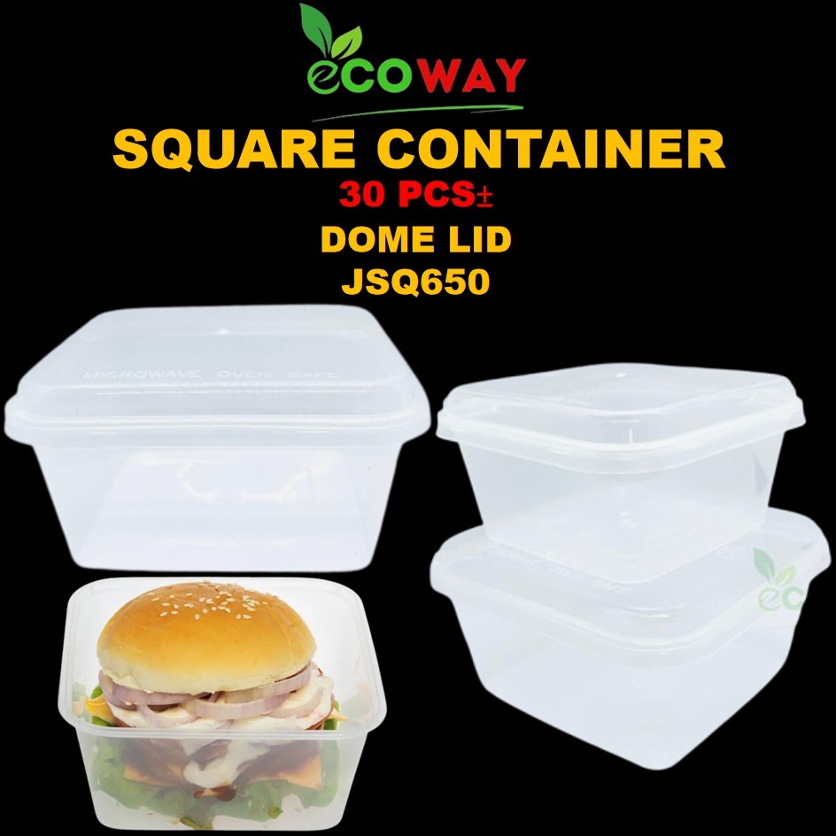[30 SET±] SQ650 Square Disposable Plastic Food Container Bekas Makanan ...