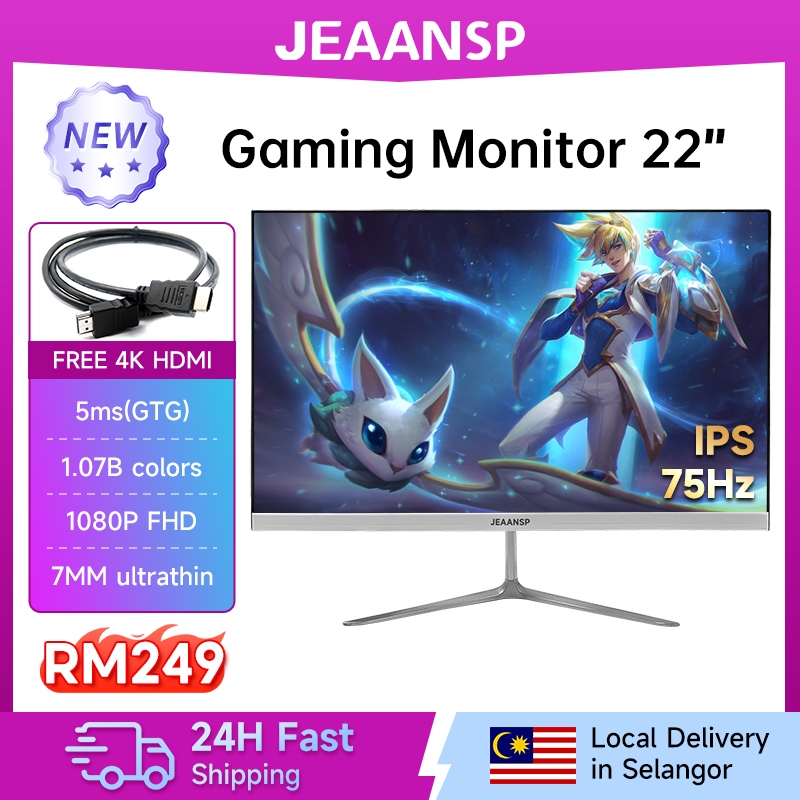 JEAANSP Borderless Monitor 22 Inch 75HZ 1080P HD IPS Office Computer ...