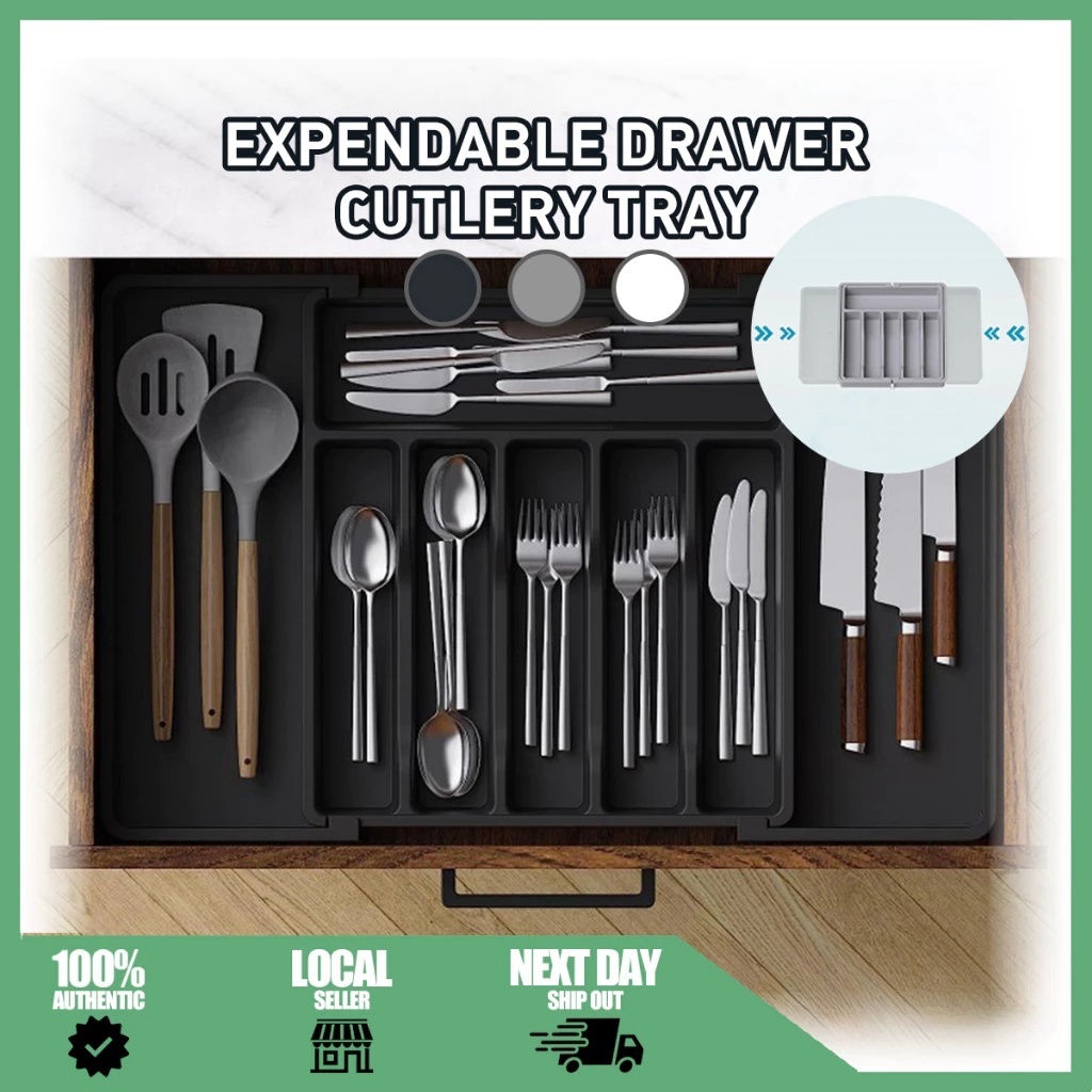Cutlery Organizer Tray for Kitchen Drawer- Utensil Storage Container ...