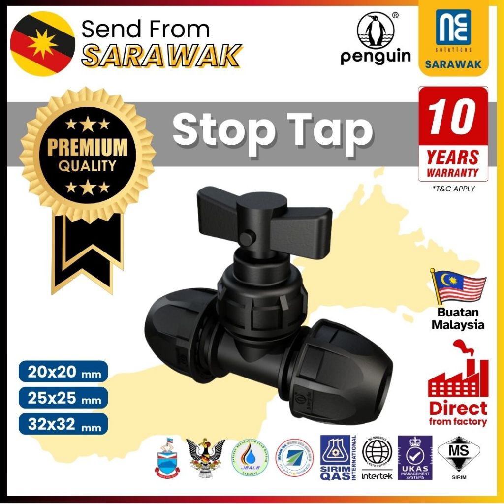 Penguin Smart Compression Stop Tap PN16 HDPE Compression Poly Pipe ...