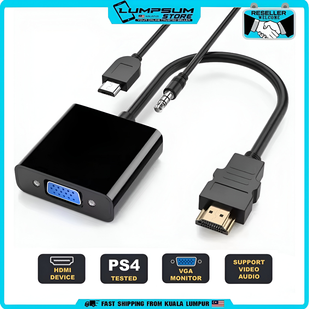 [Support PS4] Portable 1080p HDMI to VGA Video with AUX Audio and Power ...