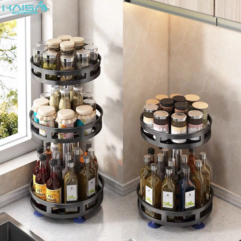 Kitchen Seasoning Rack 360° Rotatable Rack Spice Rak Rempah Dapur ...