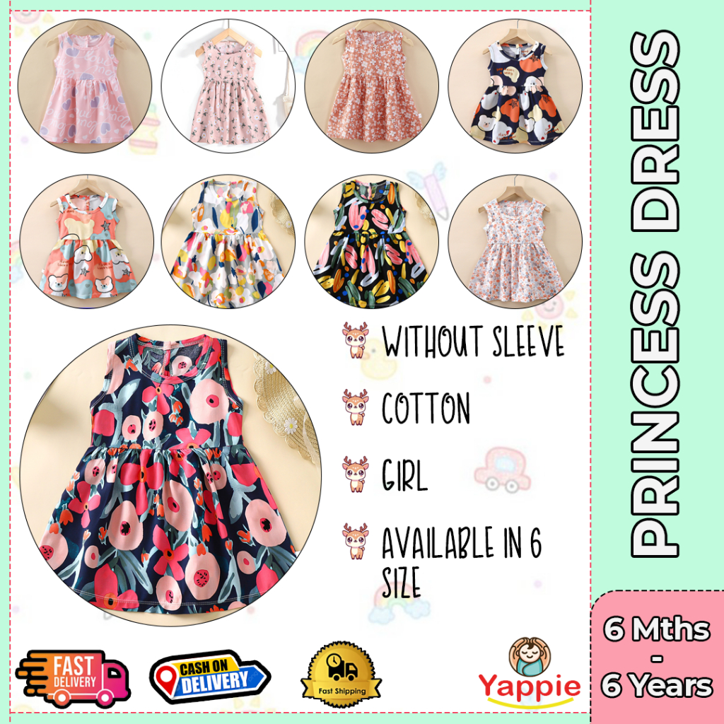 Budak Baju Perempuan Princess Dress Tanpa Lengan Baby Kids Girl ...