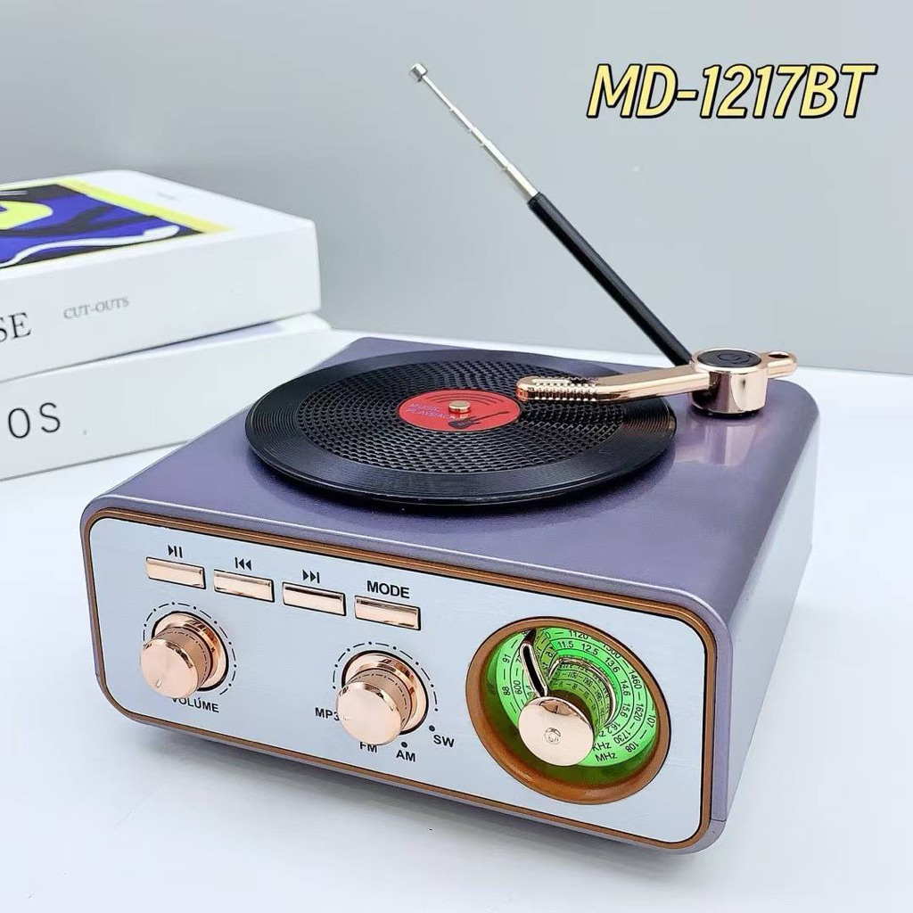 New MD1217BT Retro Atomic Vinyl Bluetooth Audio Portable Radio Creative ...