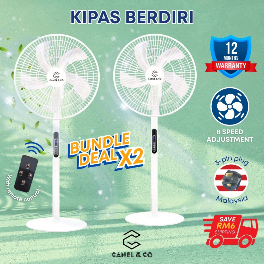 REMOTE Ultra Strong Floor Stand Fan 16 Inch 5 blades 8 Speed Kipas ...
