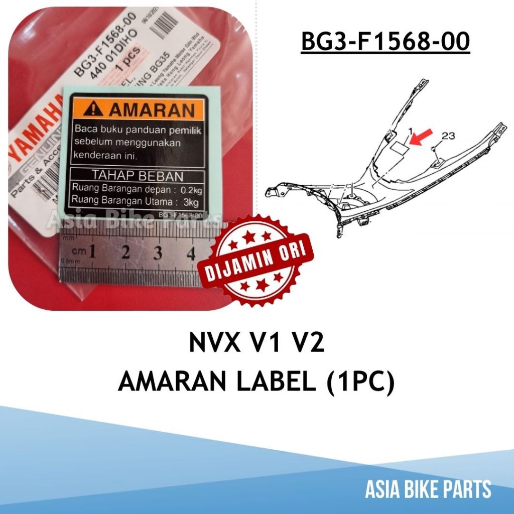 Yamaha Original NVX V1 V2 Warning Label Inner Tangki / Sticker Amaran ...