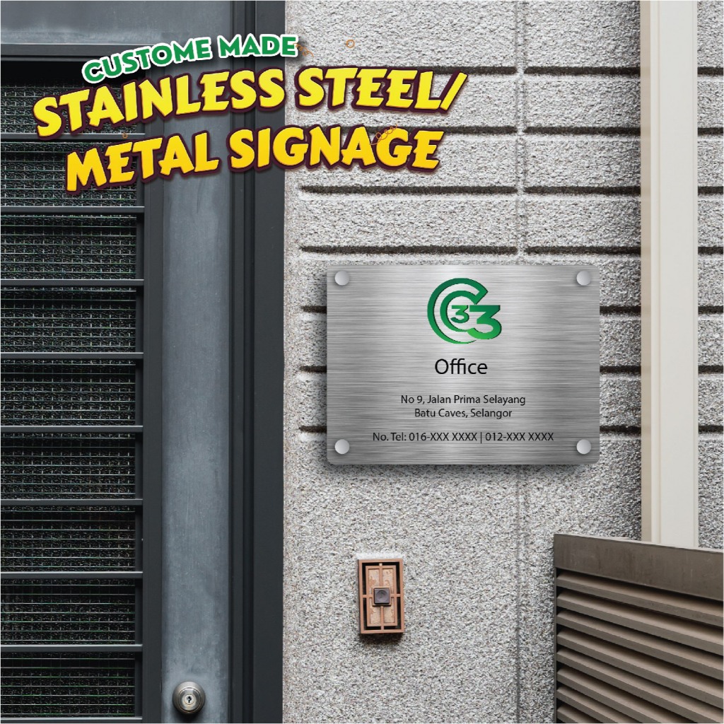 STAINLESS STEEL SIGNGAGE (PRINTING WITH DIECUT STICKER) | Shopee Malaysia