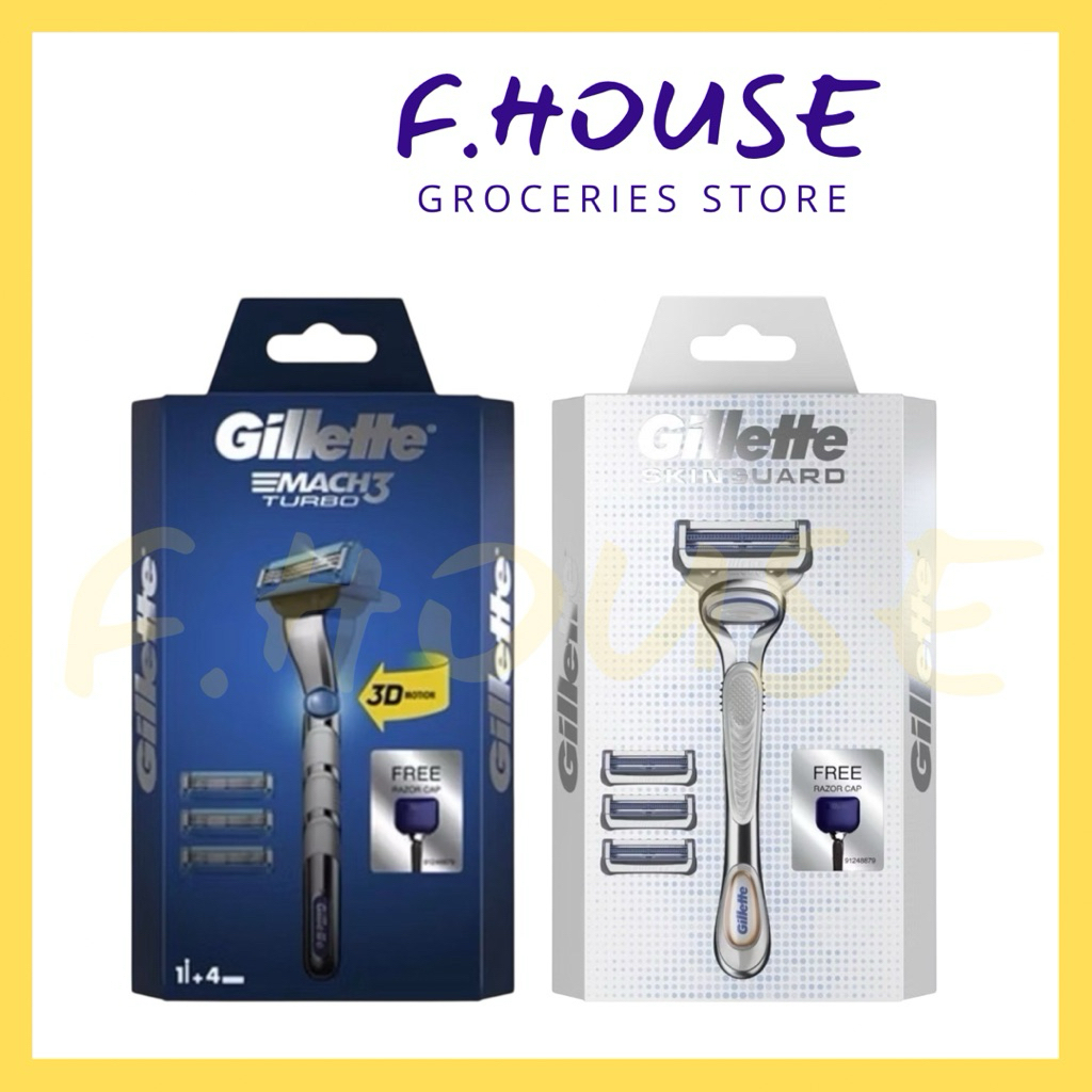 Gillette Mach 3 Turbo 3D/ Skinguard(1 handle + 4 cartridges & FREE ...