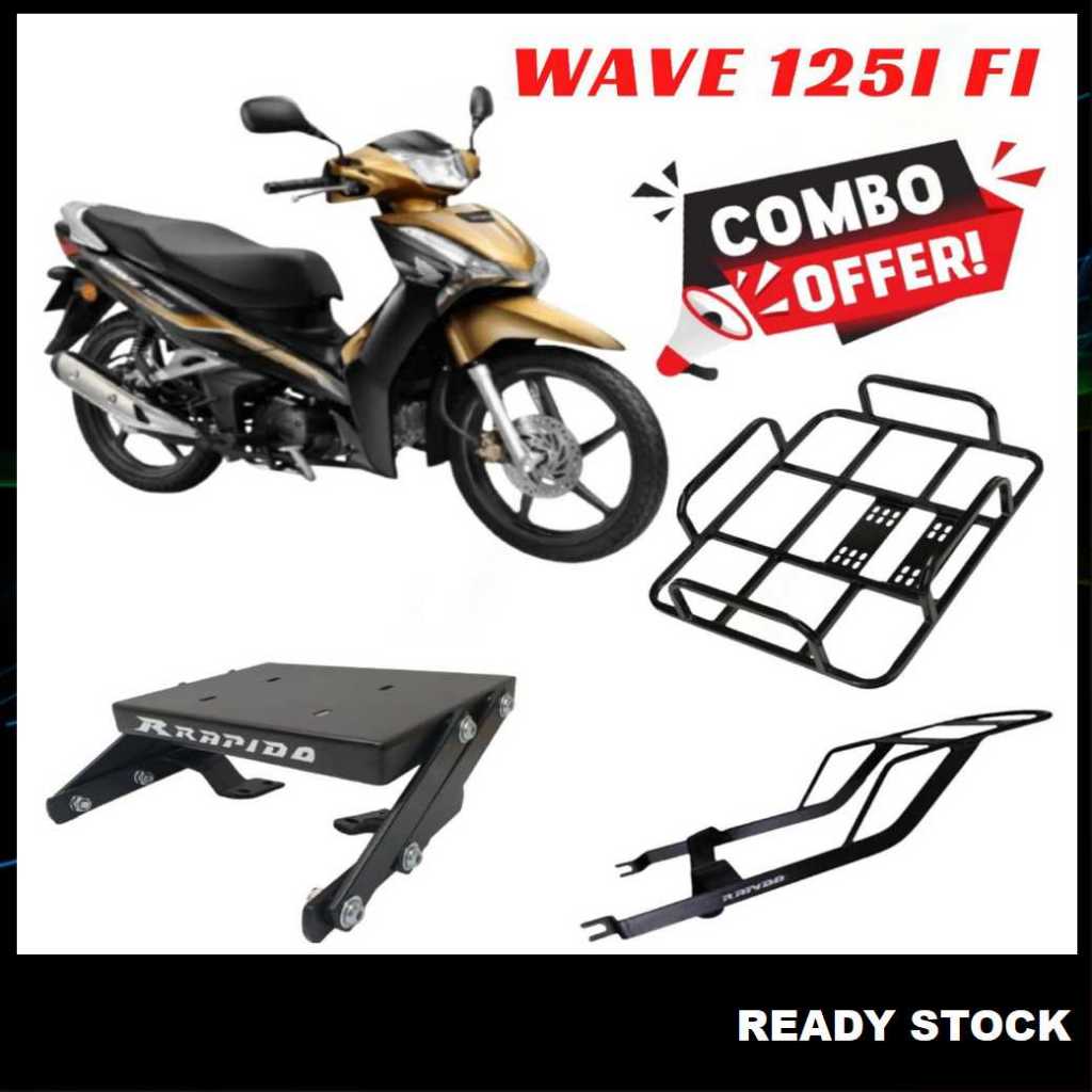 (HONDA WAVE 125I FI) DELIVERY BOX BAG RACK+RAPIDO ADJUSTABLE BESI RACK ...