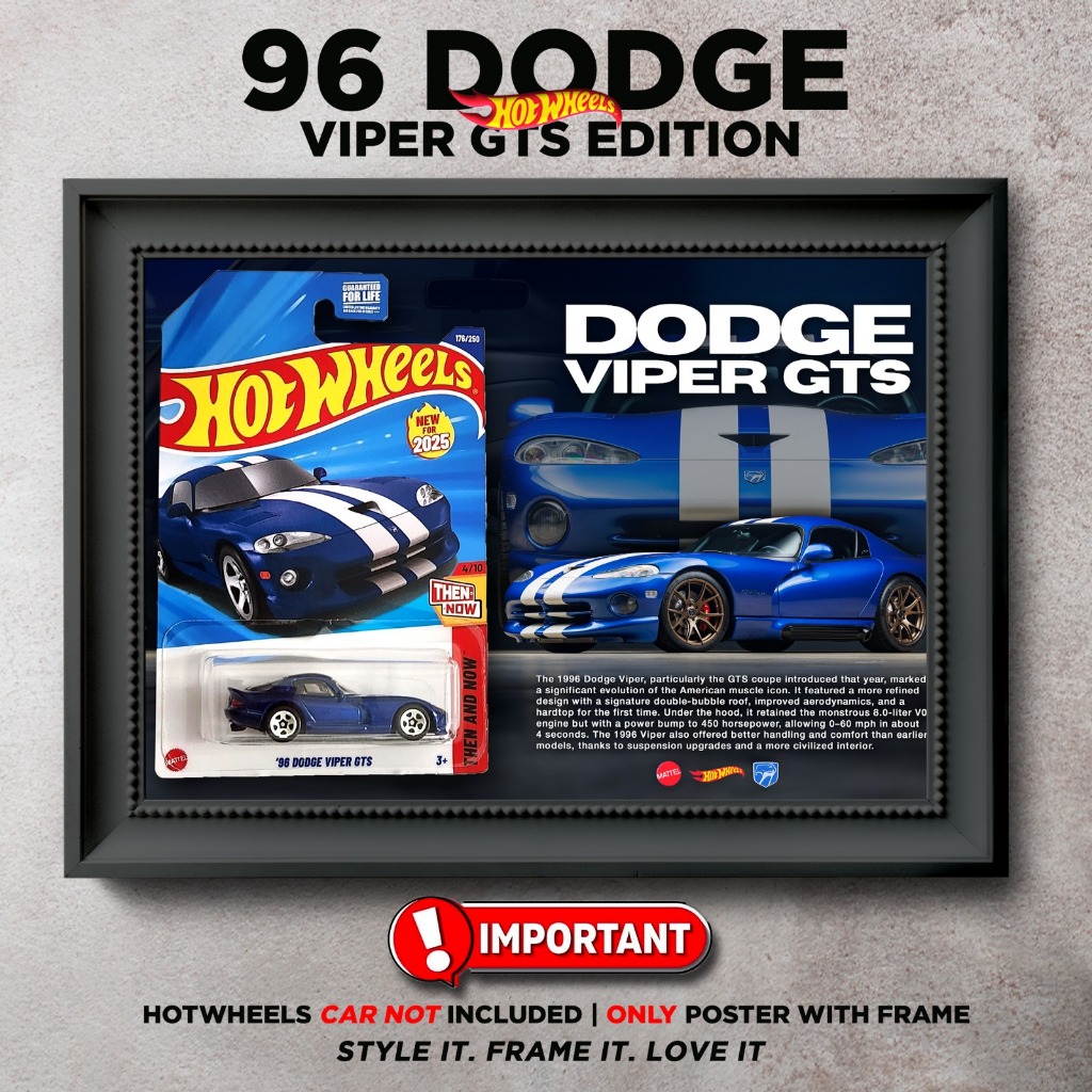 Gambar Frame Hotwheels 96 Dodge Viper GTS Berserta Poster | Shopee Malaysia