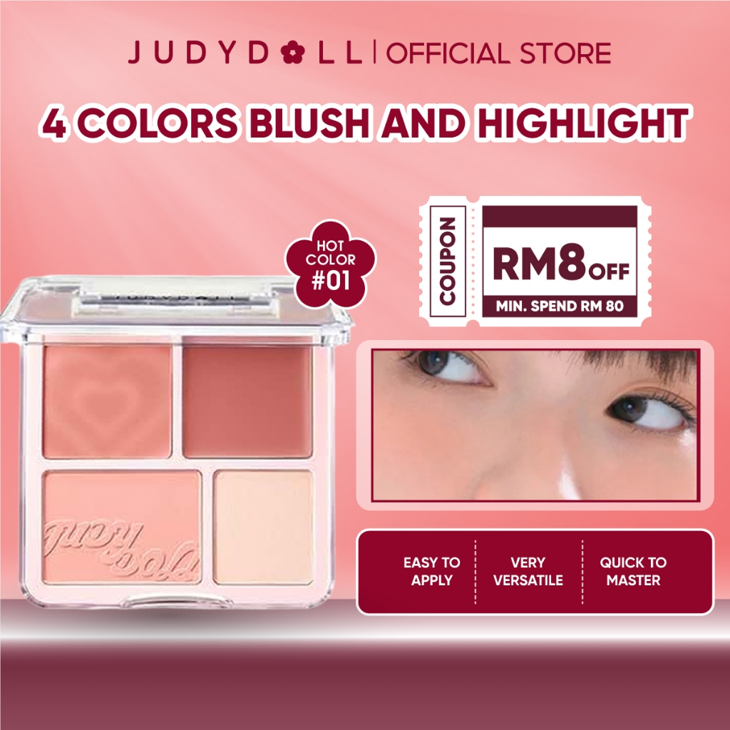 JUDYDOLL 4 Color Blush & Highlight Palette | Shopee Malaysia