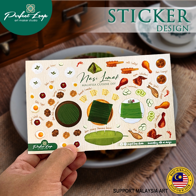 Sticker Design Malaysia Nasi Lemak DIY Plating (pelekat DIY Hidangan ...