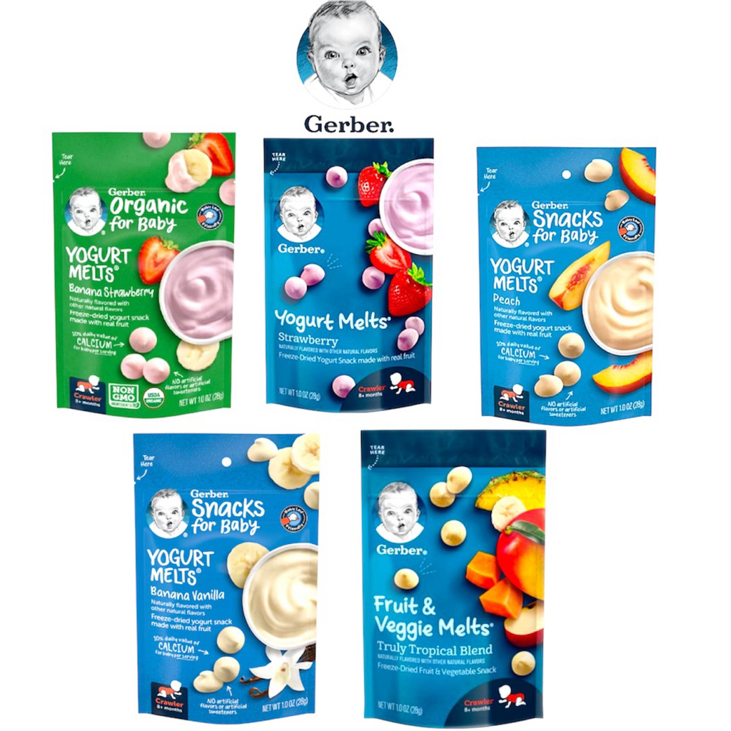 Gerber Yogurt Melts Banana Vanilla//Strawberry/Peach/Banana&Strawberry ...