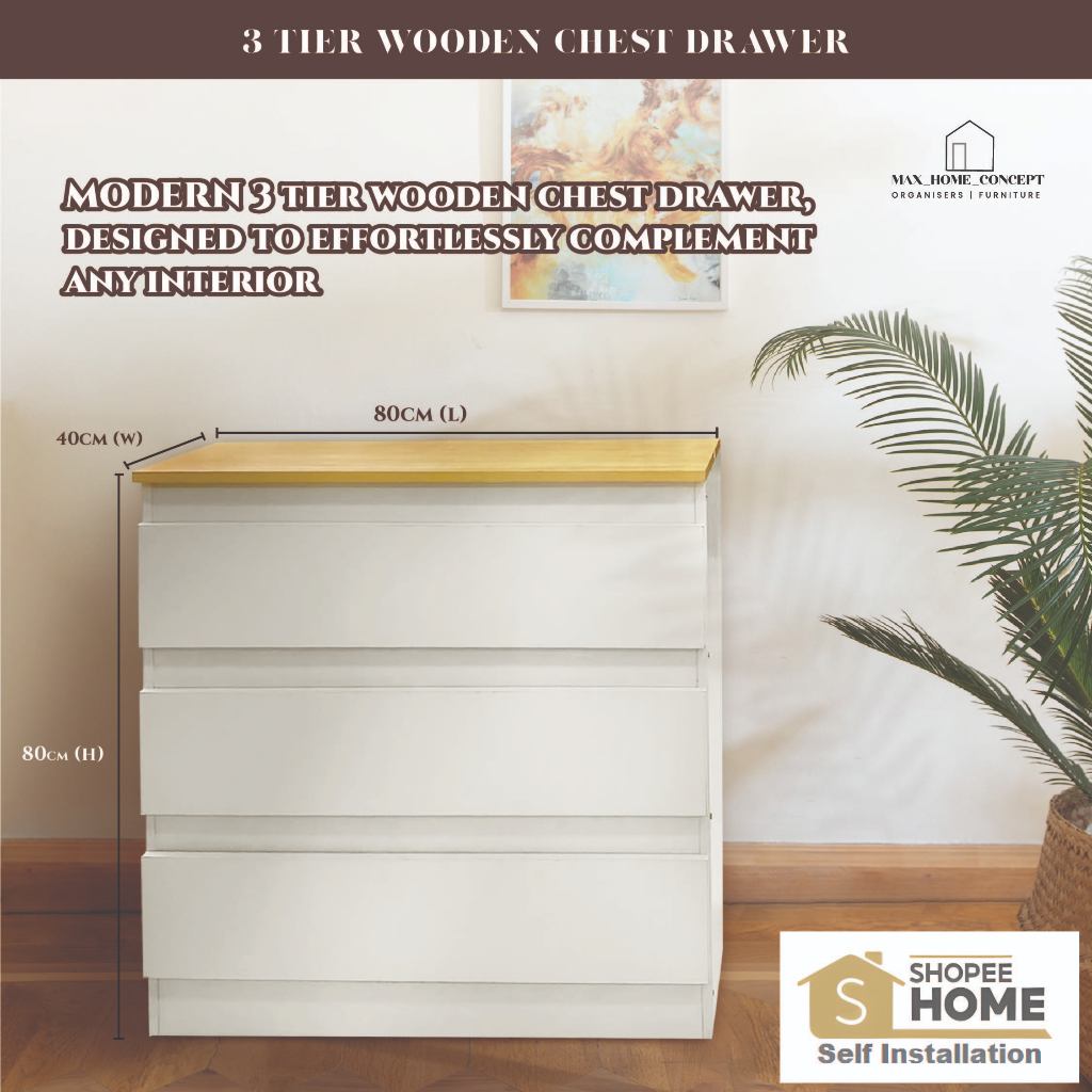 15MM THICKNESS | STYLE 3 TIER CHEST DRAWER | STYLE LACI KAYU | DRAWER ...