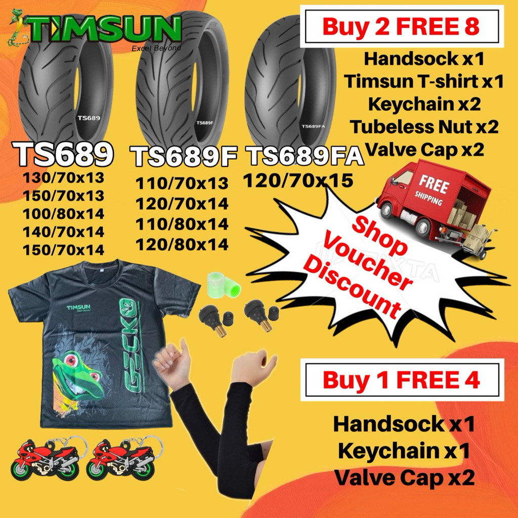 🇲🇾 8 Free Gifts + RM30 OFF 🔥 Timsun Tayar Motor TS689 13/14/15inch ...