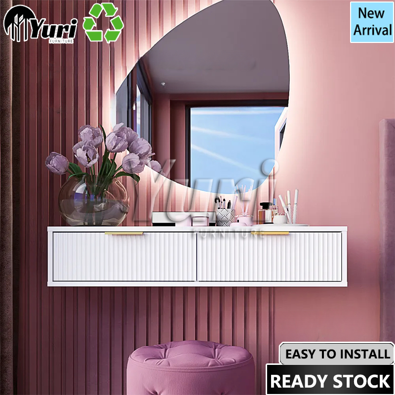 🔥Ready Stock🔥 Yuri Wall mounted dressing table 98CM Molding drawer ...