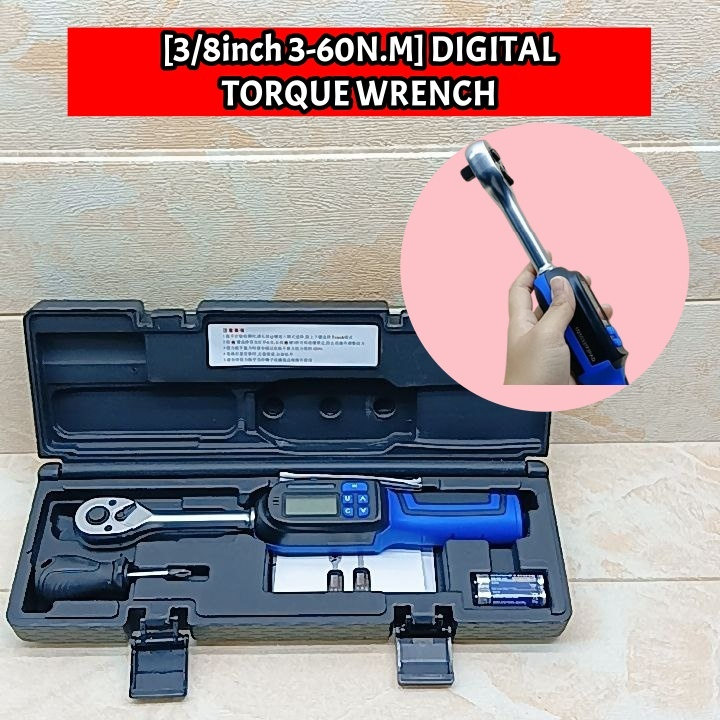 (3/8'') [3-60N.M] SET DIGITAL TORQUE WRENCH RATCHET {LCD DISPLAY} CAR REPAIR WORKSHOP ALAT ...