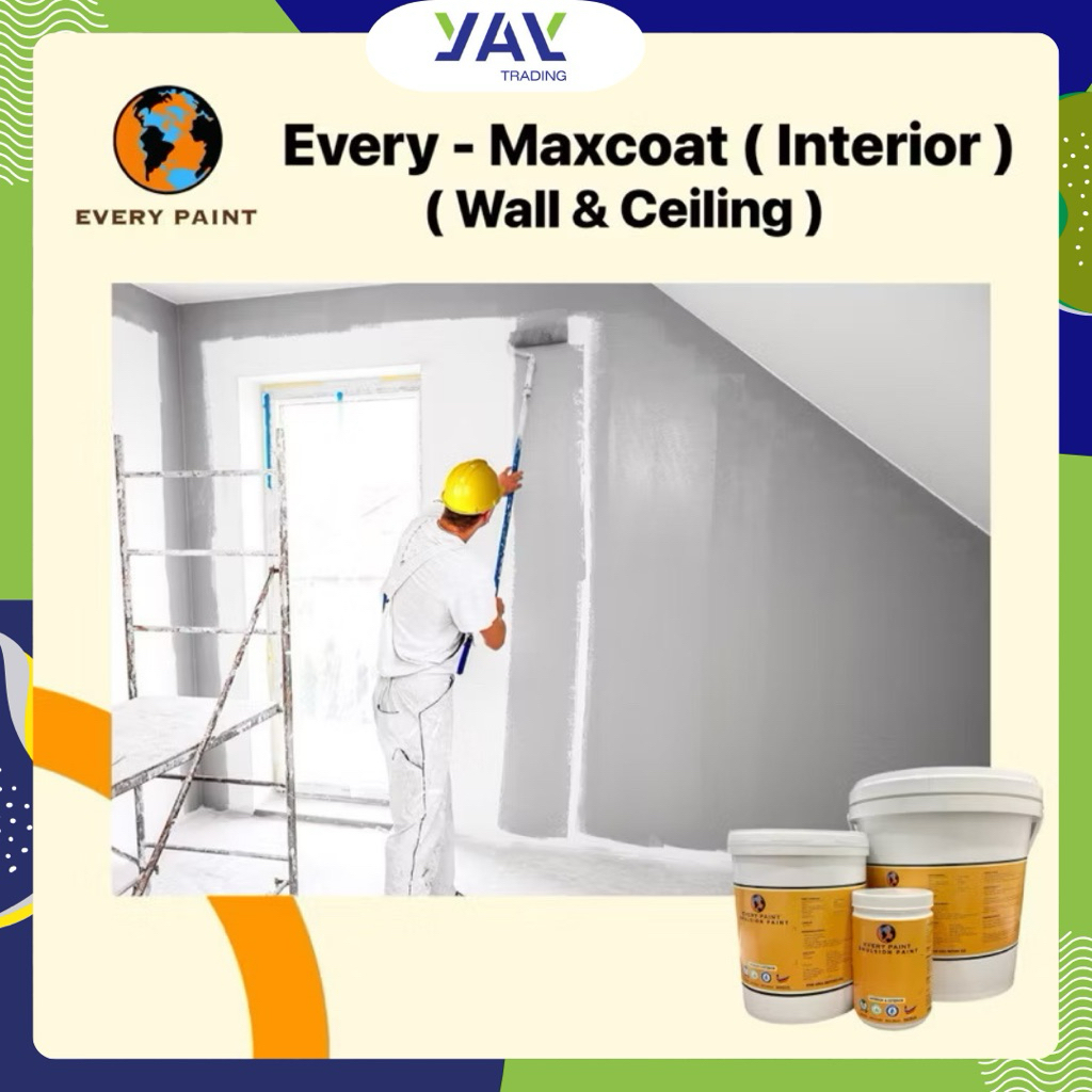 1L & 5L EVERY-Maxcoat Wall & Ceiling Paint Emulsion Water Based Paint (Interior Only) | Shopee ...