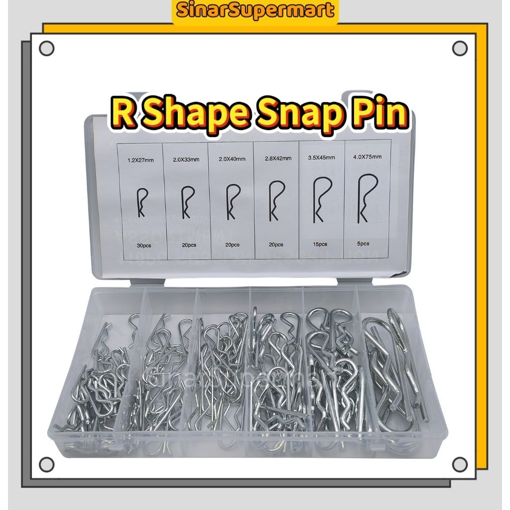 SinarSupermart 100pcs R Shape Snap Pin Cotter Pin Spring Pin Secure ...