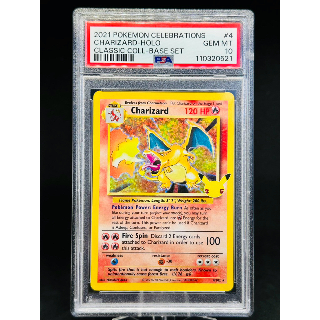 PSA 10 Charizard Holo 4/102 Celebrations Classic Collection Pokemon 2021 | Shopee Malaysia