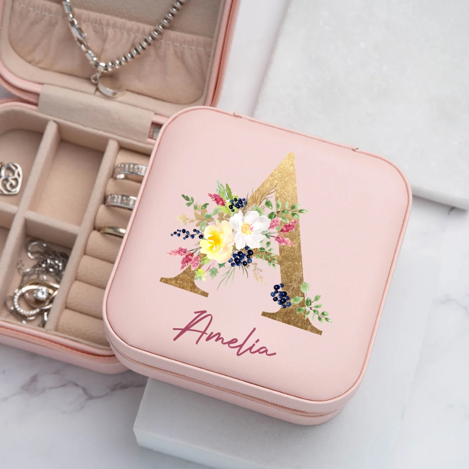 Alphabet Jewellery Box Custom Name, Kotak barang Kemas, Jewellery ...