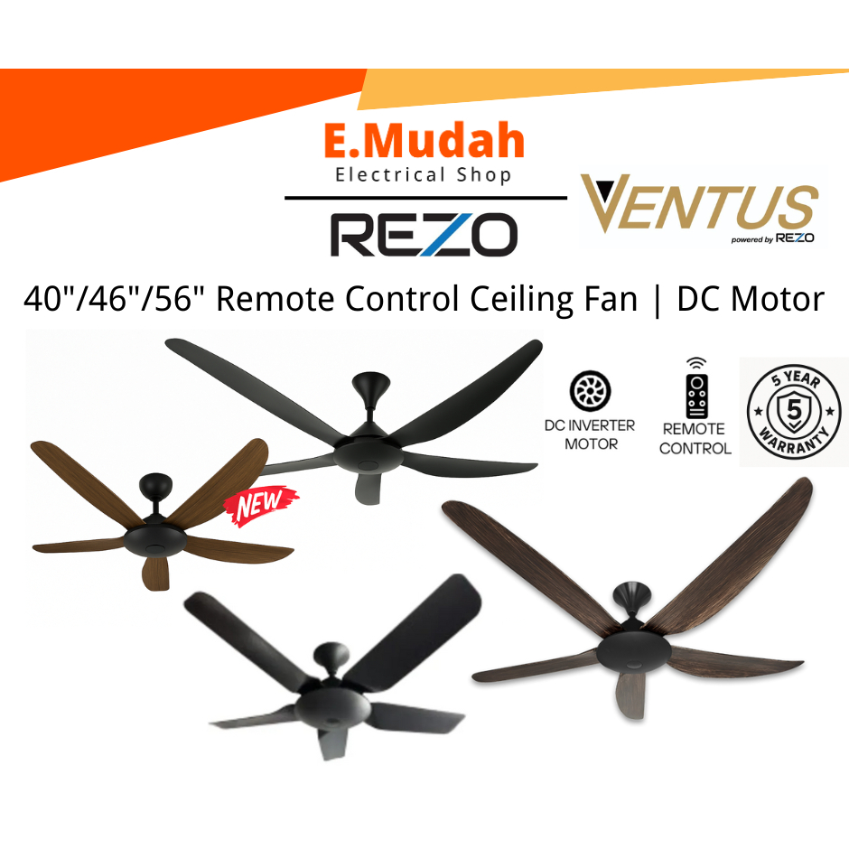 REZO 40"/46” /56" DC Motor Remote Control Ceiling Fan | 18 Speed ...