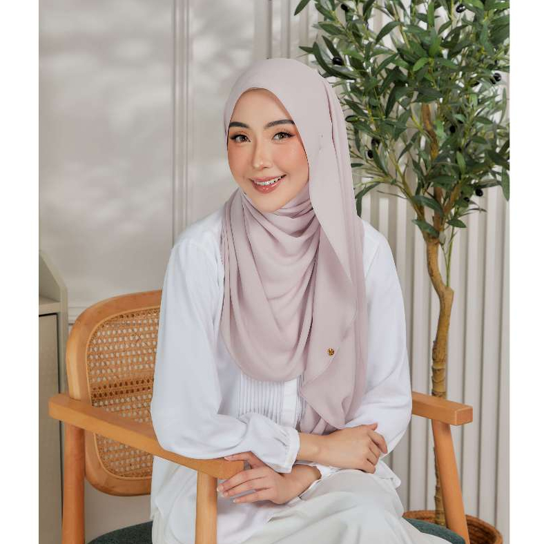 Curve Shawl Dobby Chiffon Tak Jarang Flowy Long | Wide Long Shawl Plain ...