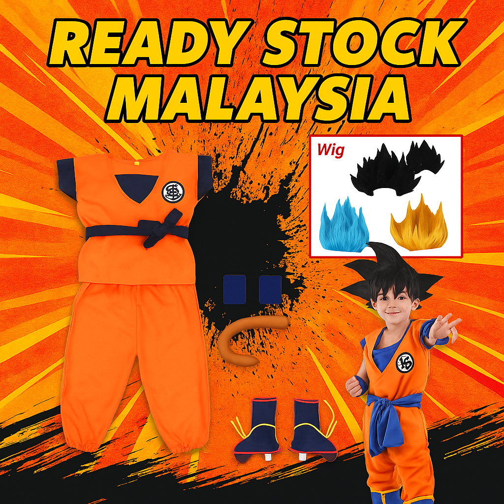 (Ready Stock) Dragon Ball Z Kid Goku Costume | Orange Gi with Blue Belt ...