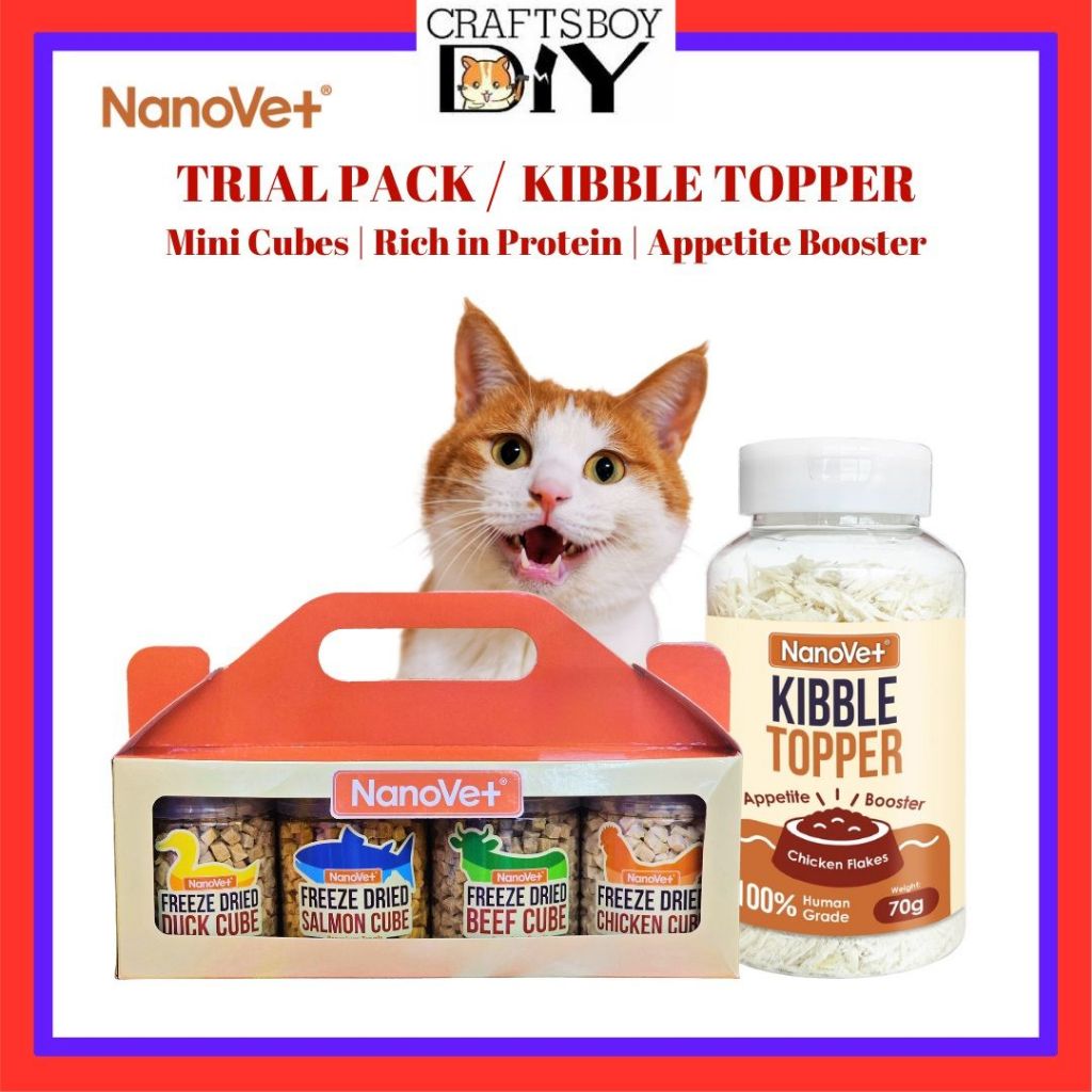 Nanovet Kibble Topper & Freeze Dried Mini Cube Appetite Booster For Cat ...