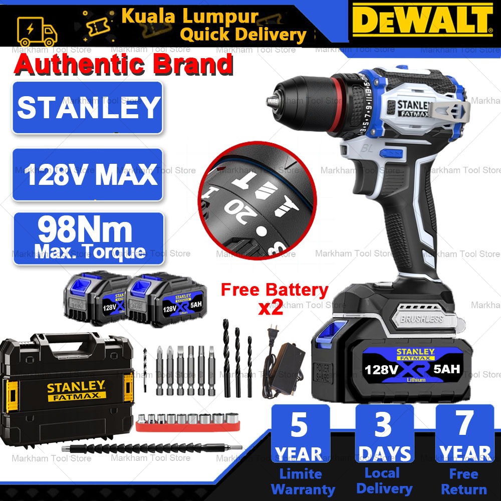 STANLEY-COD-cordless drill 128V/98 Nm impact drill original portable ...