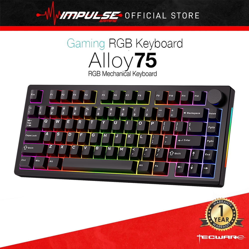TECWARE Gaming Keyboard Alloy 75 Mechanical RGB Keyboard, CNC Aluminum ...