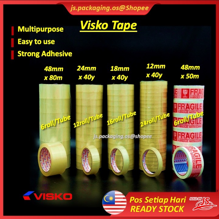 VISKO Opp Tape / Packaging / Transparent / Clear Tape /Tape Fragile ...