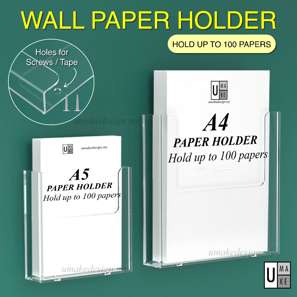 Acrylic A4 A5 Hanging Wall Mounted Document /Clipboard /Magazine/File ...