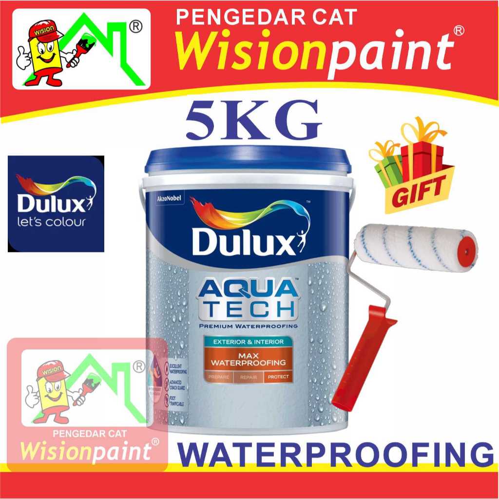 Aqua Tech dulux Waterproof ( 5KG ) 5L Leak Repair Paint Cracks Repair ...